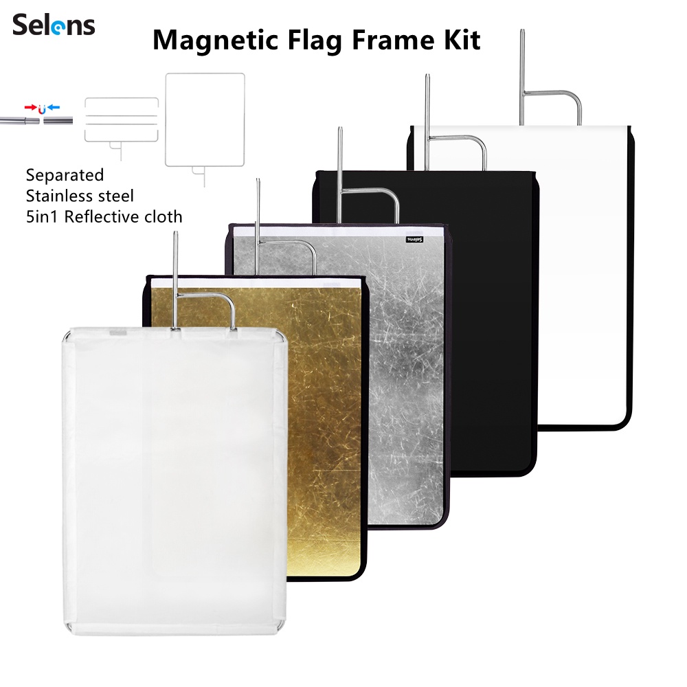 Selens 75x90cm Metal Flag Panel Set Reflector Soft Light Magnetic Quick ...