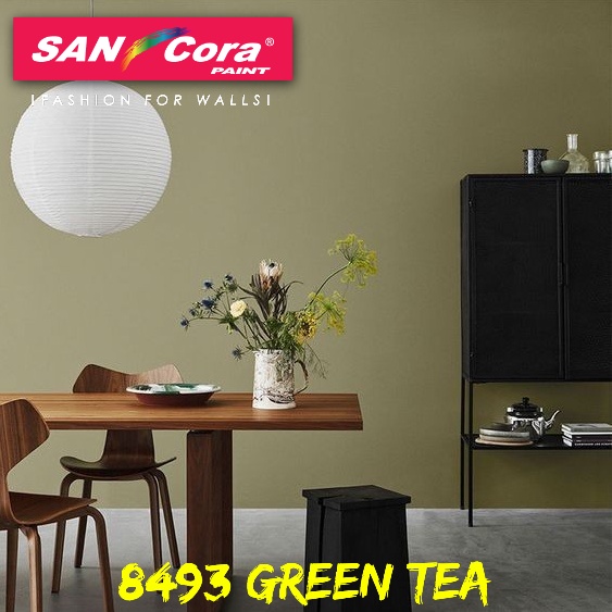 SINAR SANCORA 8493 GREEN TEA 5 LITER I EMULSION Interior Exterior Wall Matt Paint Cat Dinding ...