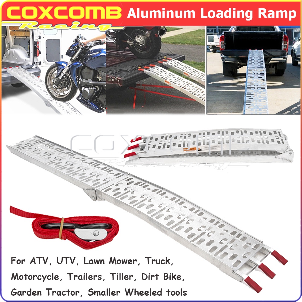 Motorcycle Truck Heavy Duty Ladder Aluminum Folding Loading Ramp Kit ...