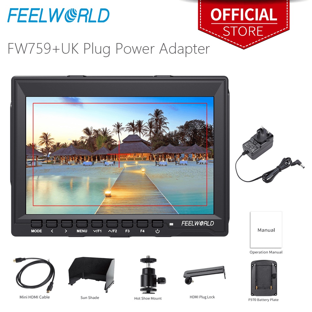 FEELWORLD FW759 7 Inch DSLR Camera Field Monitor HD Video Assist Slim ...