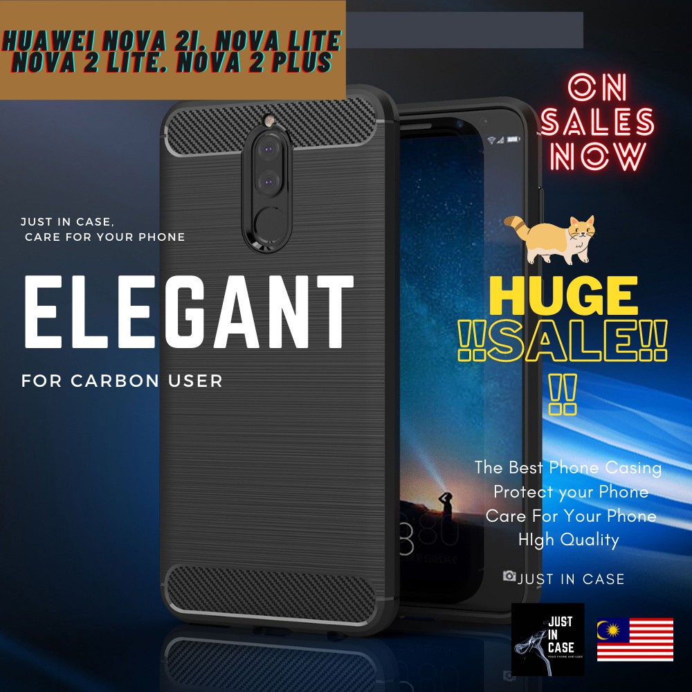 Huawei Nova 2i,Nova Lite,Nova 2 Lite,Nova 2 Plus Rugged Armor Carbon Fiber Phone Case Casing ...