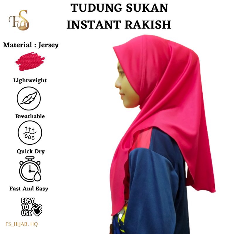 Tudung Sukan Jersey MSSD / MSSM Saiz M Less Iron Travel Sport Renang Instant Hijab Borong Team ...