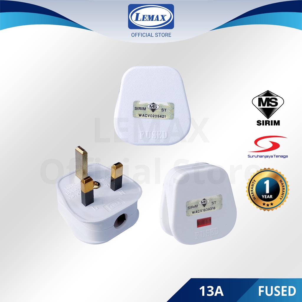 [SIRIM] LMX 13A Plug Top Fused QUALITY 3 Pin 100% Sirim Approved YK-168 ...