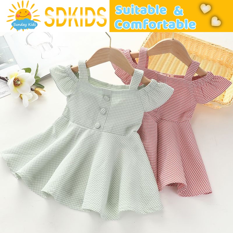 [Ready Stock] Korean Baby Girls Dress Plaid Summer Short Sleeve Cute ...
