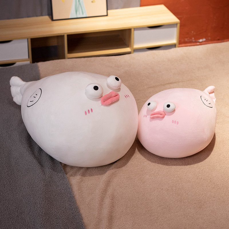 30cm-70cm Cute Big Eye Fish Plush Toy Stuffed Kawaii Fat Pufferfish ...