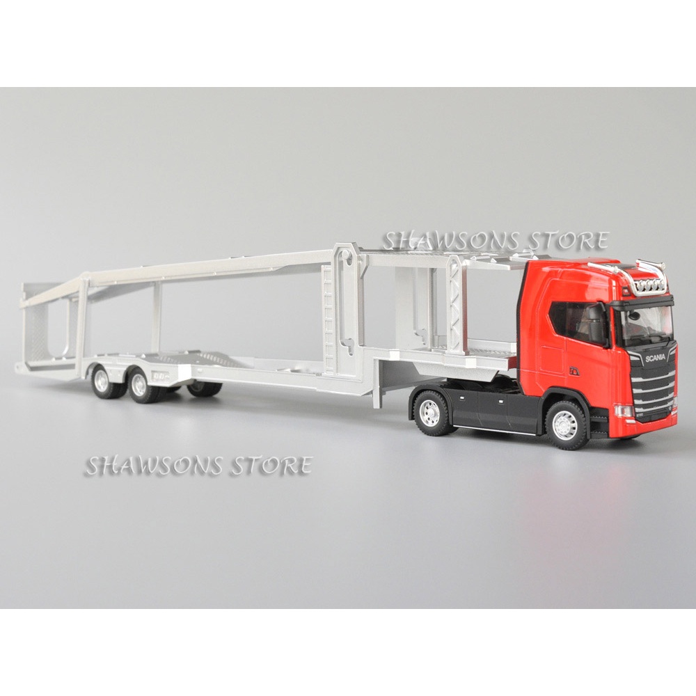 1:50 Scale Diecast Model Truck Toys Scania S730 Tractor With Car Transporter Semi-Trailer Pull ...