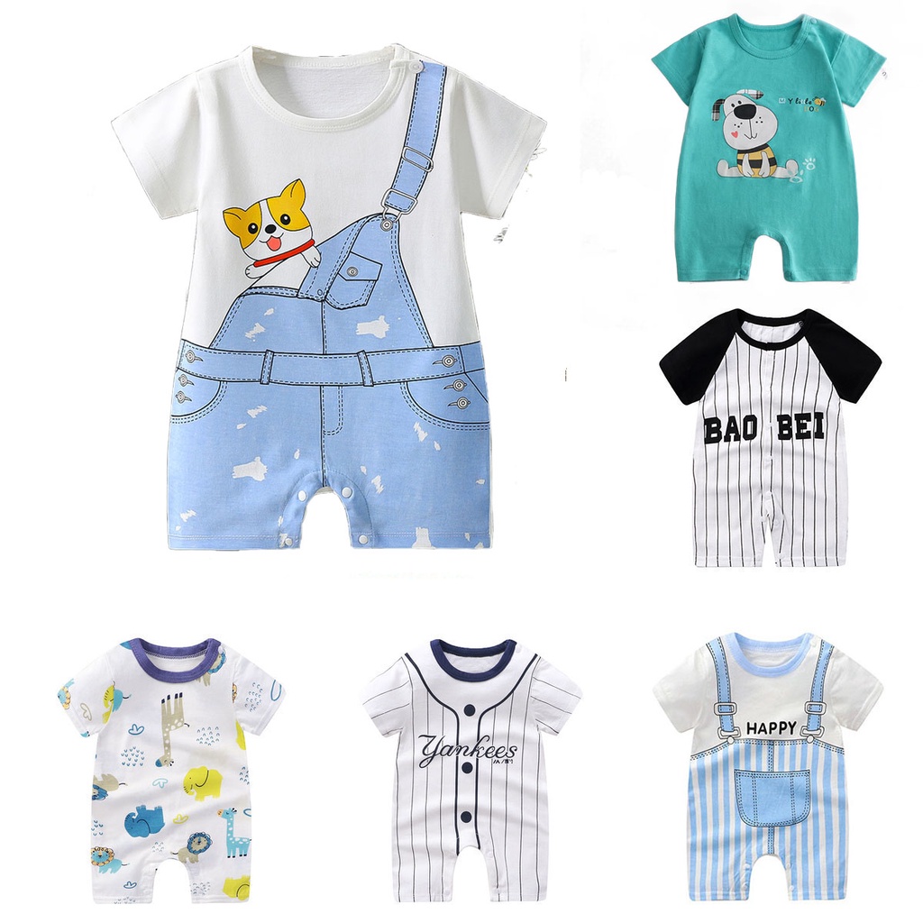 Ready stock baby rompers Newborn Infant Baby Boy Girl Short sleeve kids ...