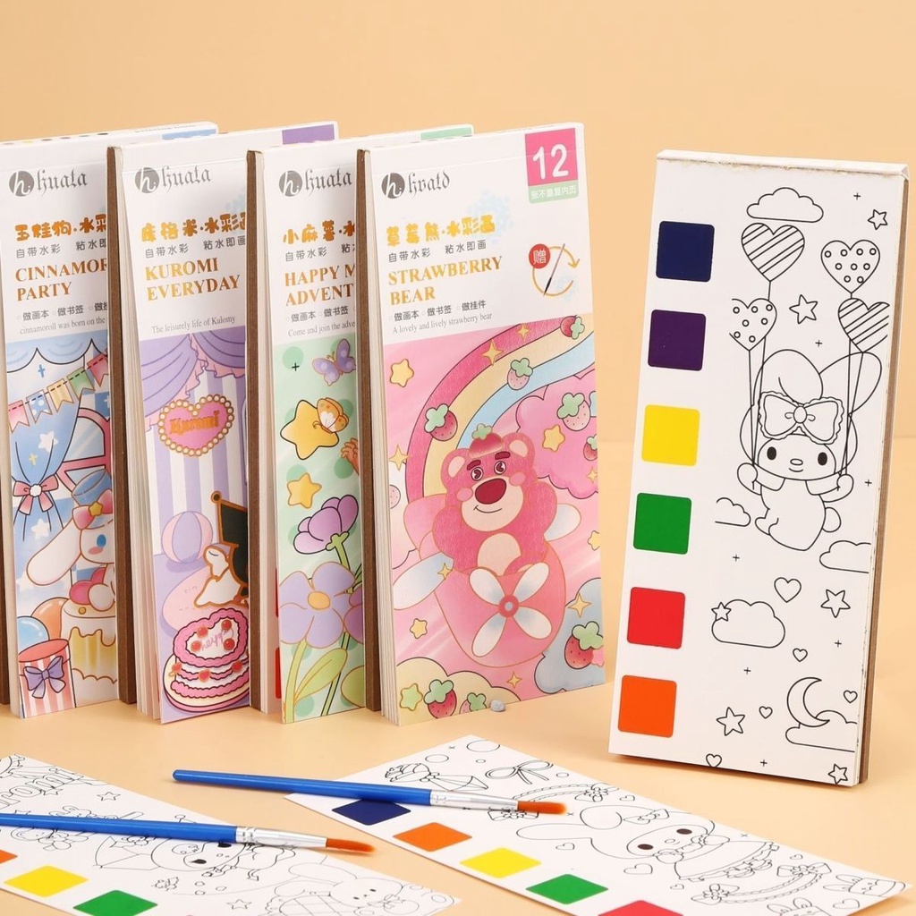 Cartoon Sanrio Watercolor Painting Book Water Magic Coloring Book with ...