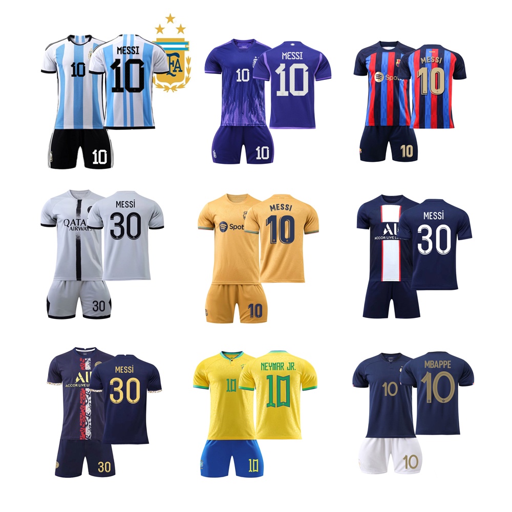 2023 Messi Jersey Set Barcelona Argentina Jersey Mens Football Training ...