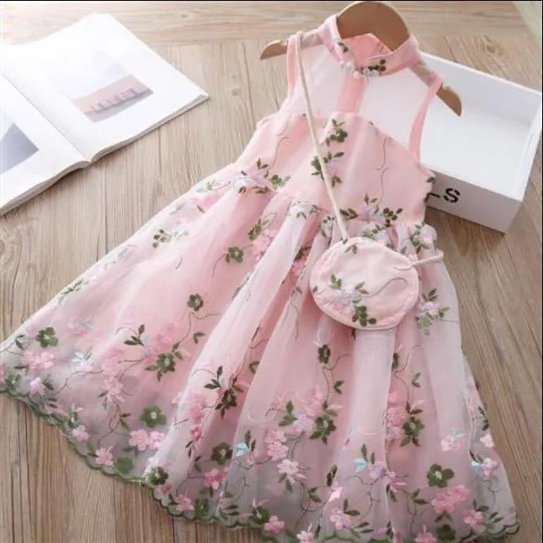 2023 Girls' New Dress Baby Qipao Dress Fashion Summer Fragmented Flower ...