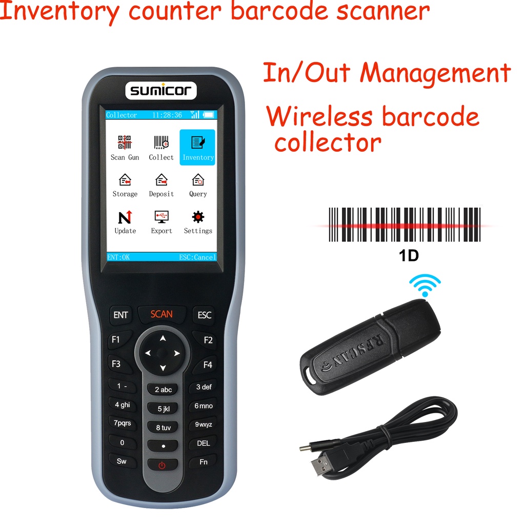 Sumicor Inventory Data Collector Terminal 1D CCD Barcode Scanner 2.4G ...