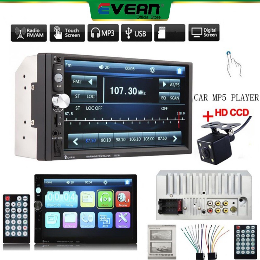 Evean 7023B 7'' HD Bluetooth Car Stereo Radio Touch screen 2 DIN MP5 ...