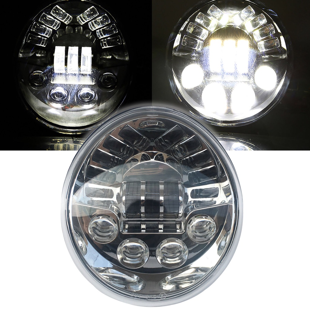 7"; Oval LED Motorcycle Headlamp Headlight HI/LOW Beam For Harley V Rod ...