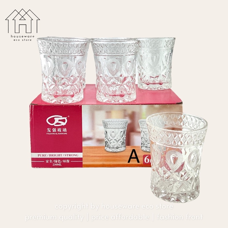 6pcs Glass Cup Set Dessert Cup | Gelas Glass Tumbler, Cup gelas Cawan ...