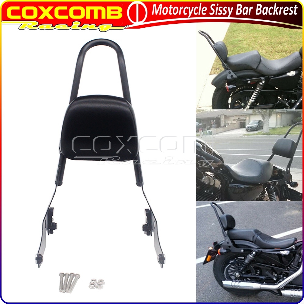 Motorcycle Rear Luggage Rack Sissy Bar Backrest Kit W/Passenger Pad For ...