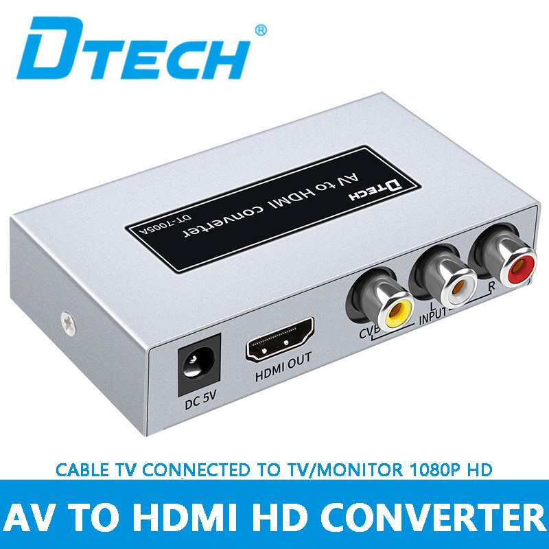 DTECH AV To HDMI Converter Audio And Video Signal Stabilization Converter RCA AV TO HDMI shell ...