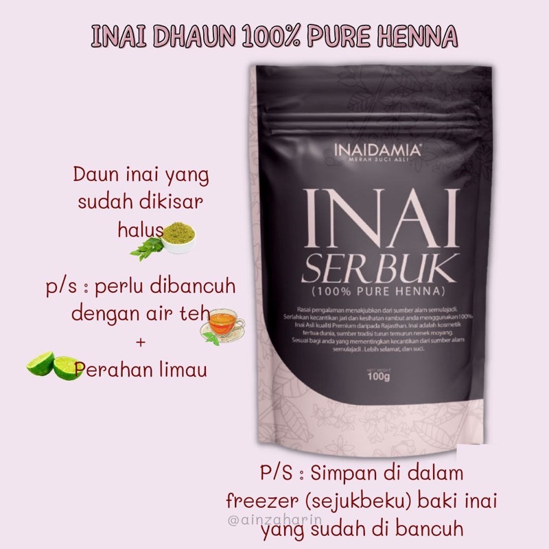 INAIDAMIA | INAI SERBUK | INAI ASLI | INAI DAUN | PURE HENNA 🌿 | Shopee ...