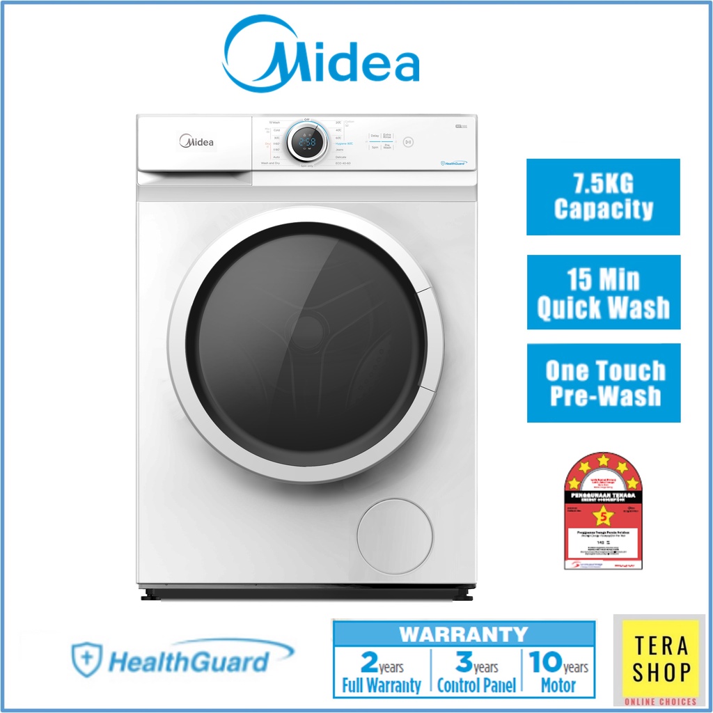 Midea MF100W75 7.5KG / MF100W85B 8.5KG / MF100W95B 9.5KG Front Load ...