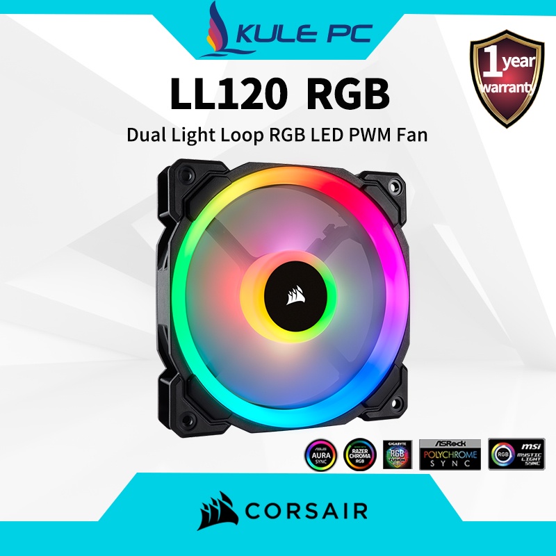 Corsair LL120 RGB CPU Fan 120mm Dual Light Loop RGB LED PWM Fan Single ...