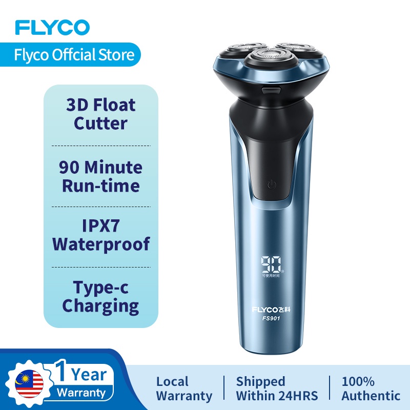 Flyco FS901 3D Float Smart Electric Shaver for Men,Rechargeable Waterproof Electric Razor with ...