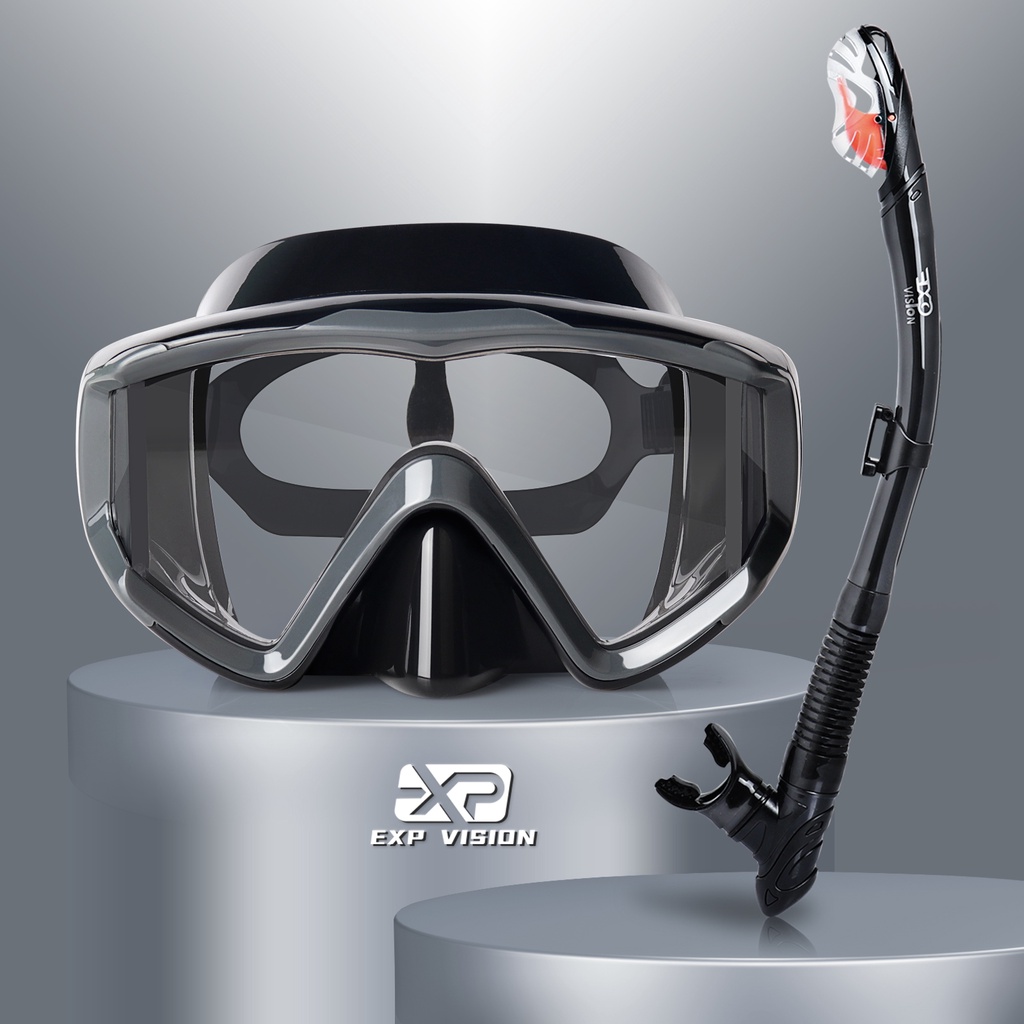 EXP VISION Snorkeling Mask Set Diving Mask Set Premium Panoramic Scuba ...