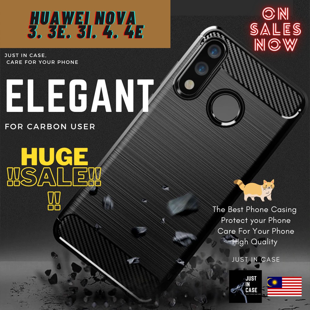 Huawei Nova 3 Nova 3E Nova 3I Nova 4 Nova 4E Rugged Armor Carbon Fiber Phone Case Casing Cover ...