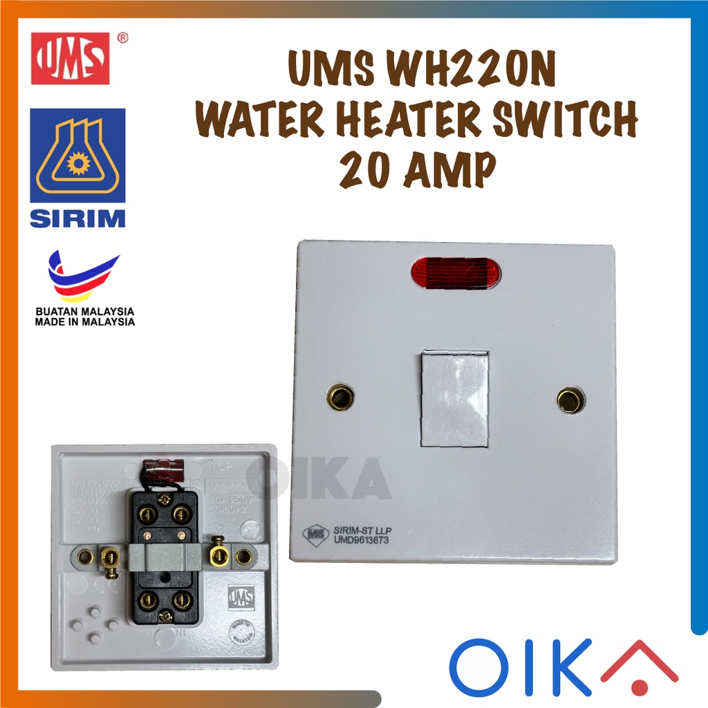 [READY STOCK]UMS WH220N WATER HEATER SWITCH 20AMP FUSE SWITCH WITH ...