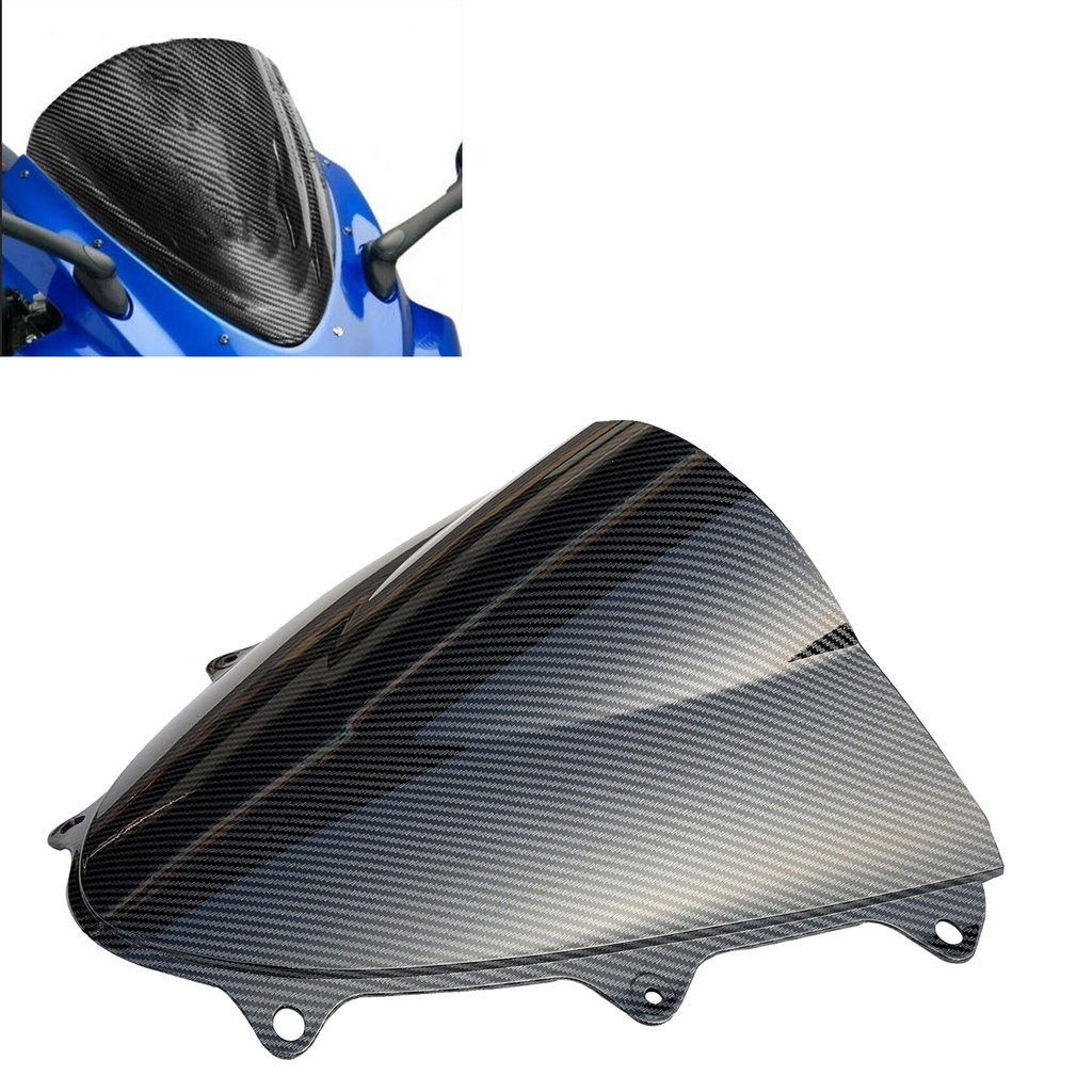 Motorcycle Carbon Fiber Pattern Double Bubble Windshield Windscreen For ...