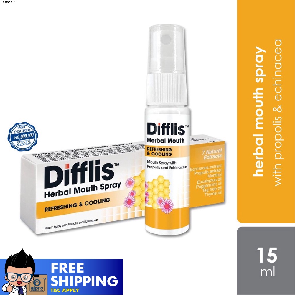 Difflis Herbal Throat & Mouth Spray- Boost Immune Defences, Fast Cooling Relief (15ml) | Shopee ...
