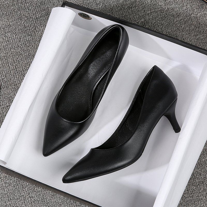 Professional High Heels Female Ladies Etiquette Black Stiletto Pointed ...