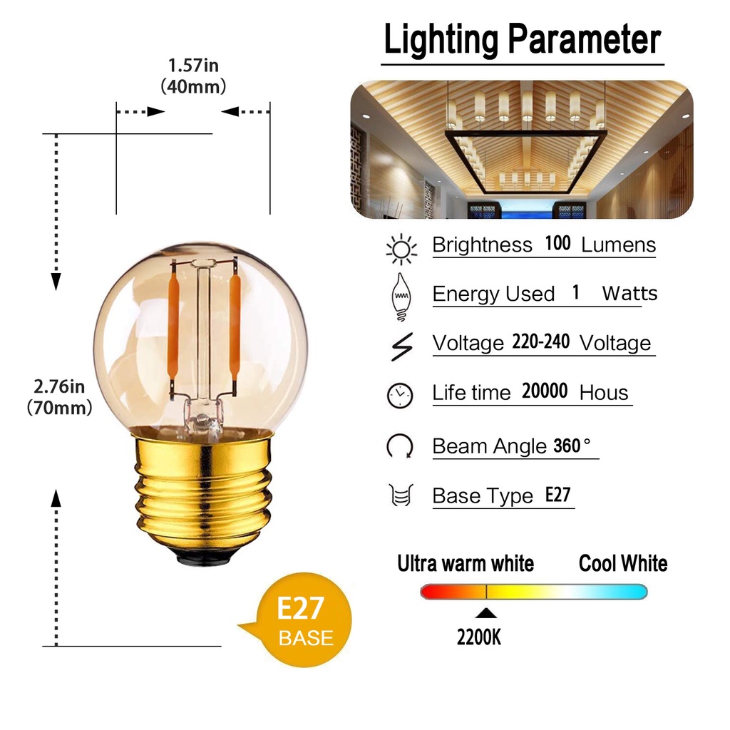 E14 E27 LED Bulbs 220V Dimmable Retro Bulbs LED Filament Bulbs Retro ...