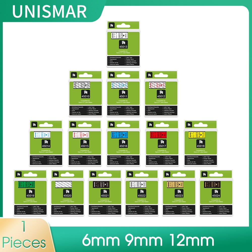 [6mm/9mm/12mm] D1 Label Tape Compatible Dymo 45013 40913 43613 Refill ...