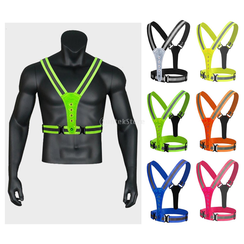 3 Modes LED Reflective Running Vest Glowing Reflector Straps Gear for ...