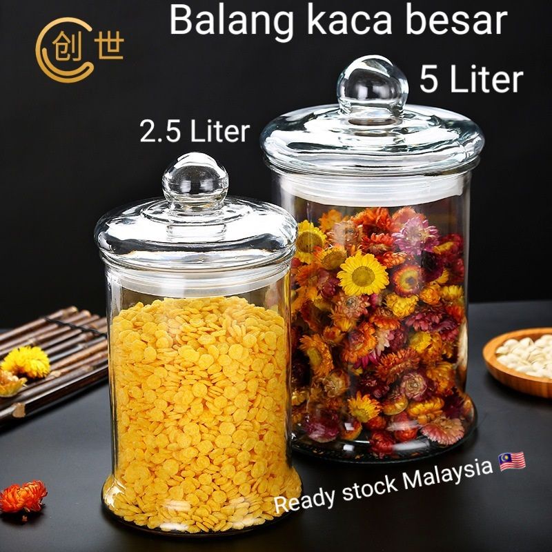 [茶叶] 2.5L / 5L Airtight glass jar /Balang kaca kedap udara /Cookies ...