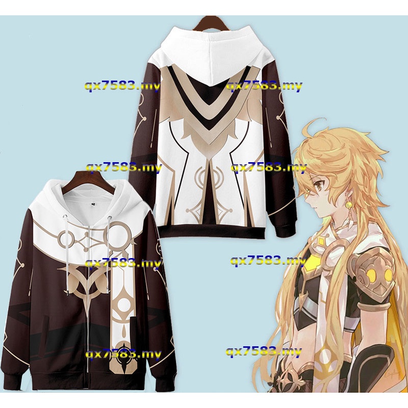 New Anime Genshin Impact Aether Zipper Hoodie Japanese Men's Fashion ...