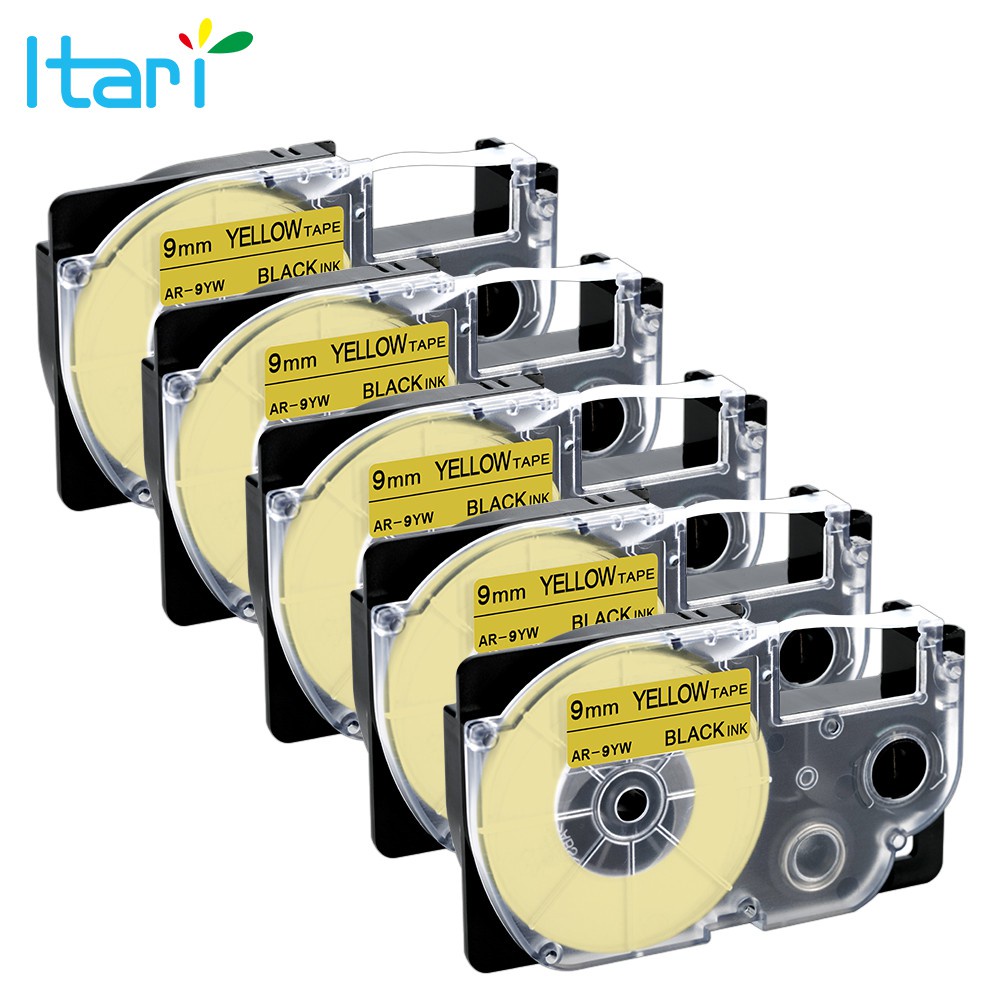 5pcs/lot XR9YW Compatible CASIO Ez-Label Tape Refill 9mm XR9YW black on ...
