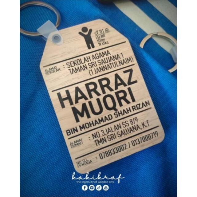 waterproof wooden tag (school bag, travel luggage, umrah) | Shopee Malaysia