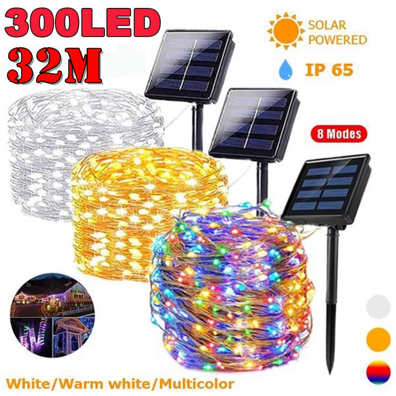 Lampu Raya 32M 300LED 8 Modes Solar String Fairy Lights Waterproof ...