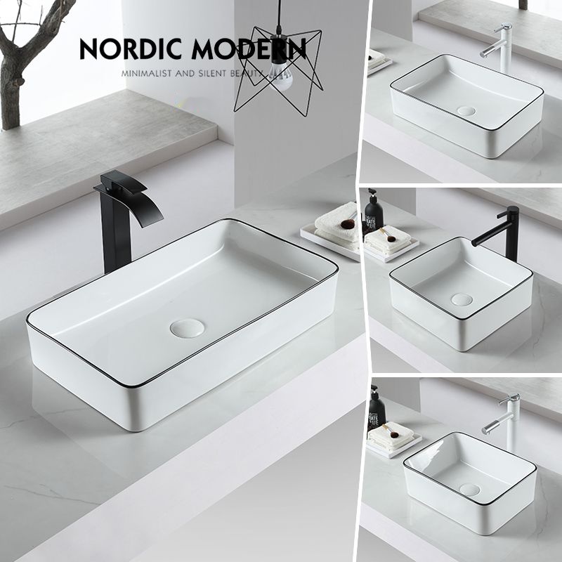 Nordic Simple Table Basin Square Ceramic Basin Pool Household Washbasin ...