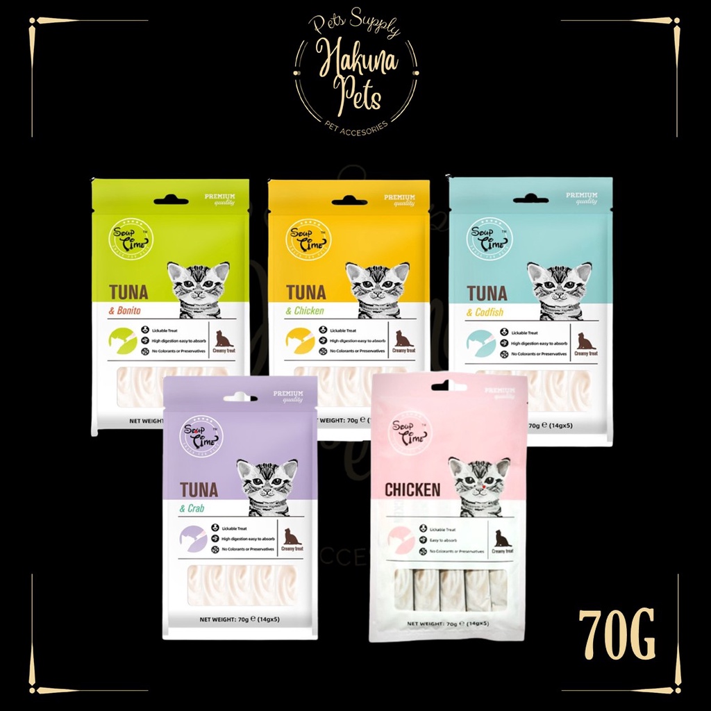 Soup Time Creamy Cat Stick 5 in1 70G(Chicken , Tuna , Crab ,Codfish ...