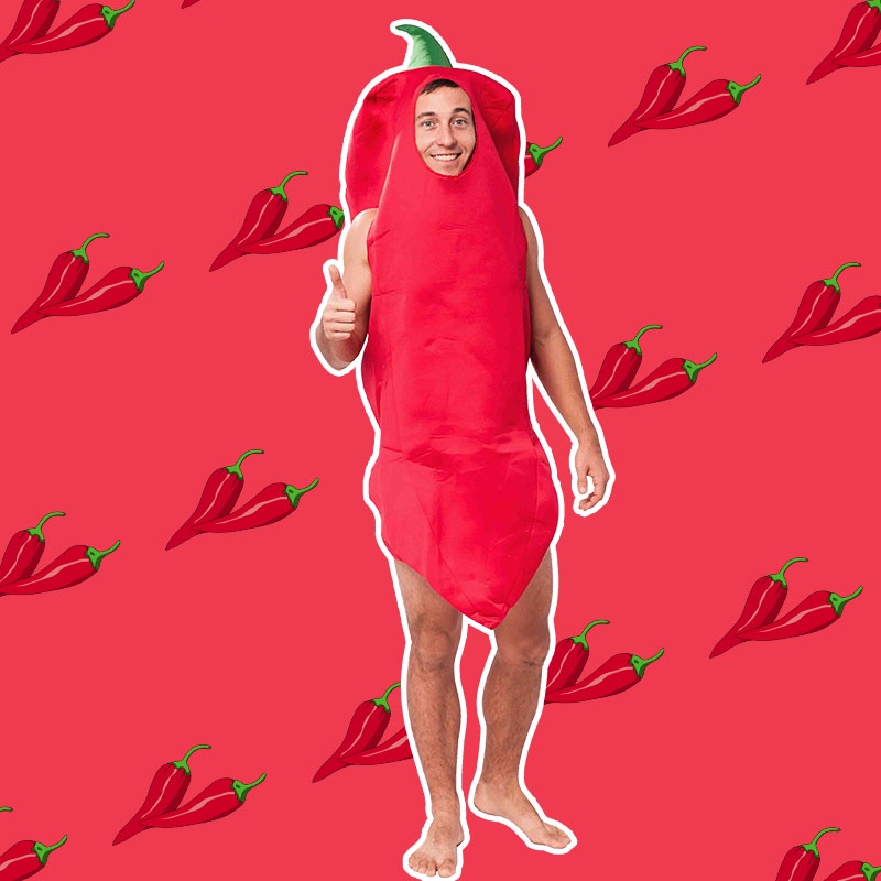 Chili Costume Adult Funny Food Red Pepper Cosplay Suit for Carnivals ...