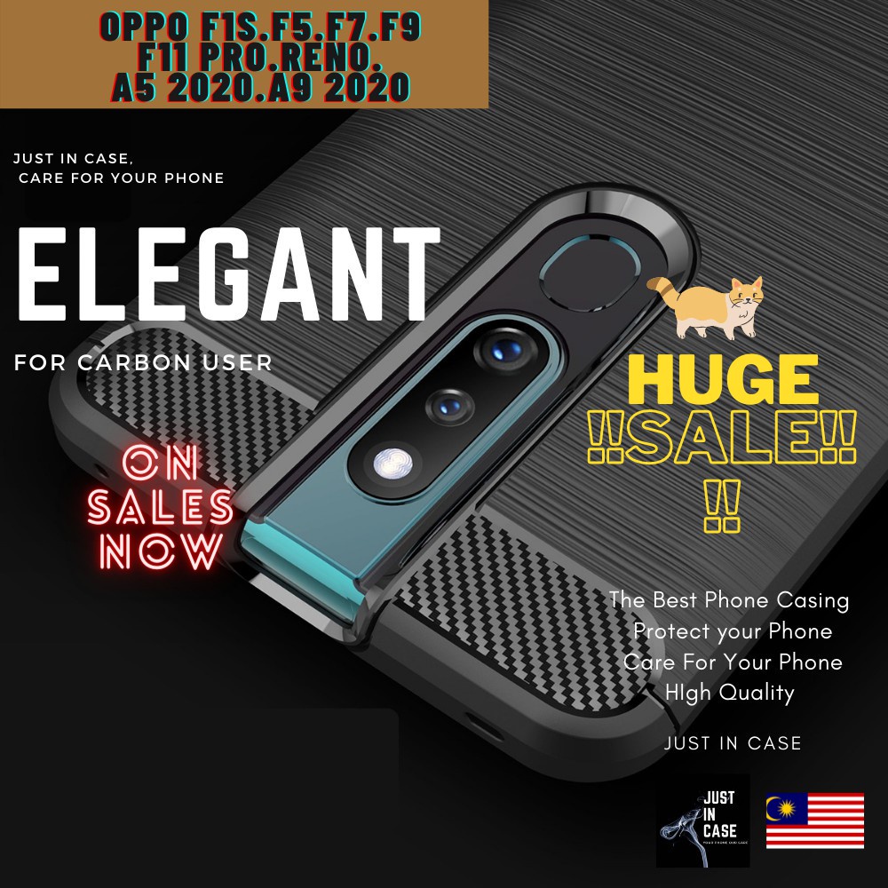 Oppo F1s,F5,F7,F9,F11 Pro,Reno,A5 2020,A9 2020 Rugged Armor Carbon ...