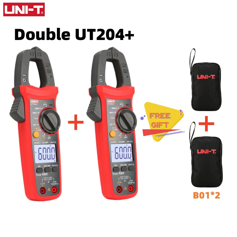 [Buy 1 Free 1]UNI T UNI-T UT204+ Digital AC DC Voltage Clamp Meter Multimeter True RMS 400-600A ...