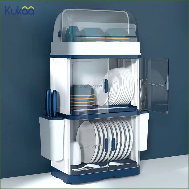 Kitchen Dish drain rack Dish cabinet Cupboard Plate Organizer With tool ...