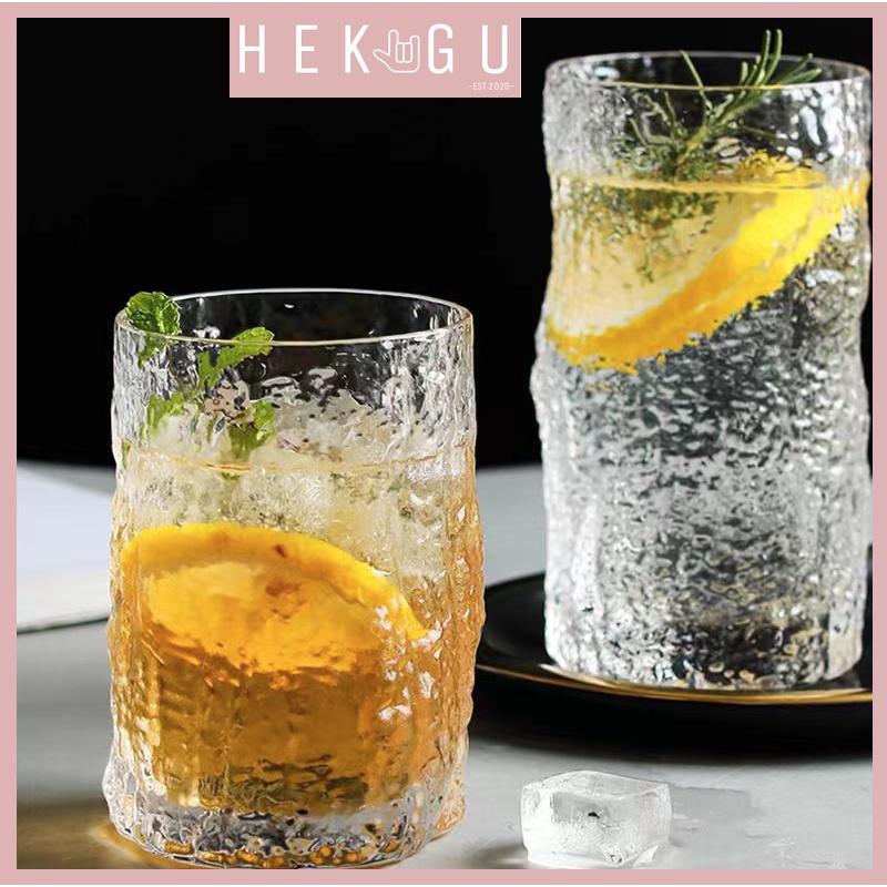 [READY STOCK] INS Tree Bark Pattern Glass Water Cup Fruit Juice Coffee ...