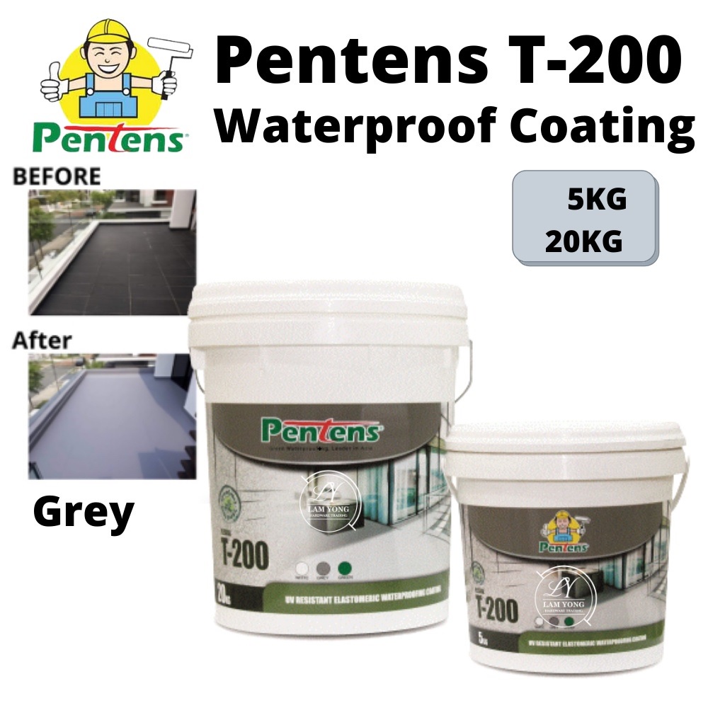 PENTENS T-200 UV RESISTANT ELASTOMERIC WATERPROOFING COATING / PU WATERPROOFING COATING GREY 5KG ...