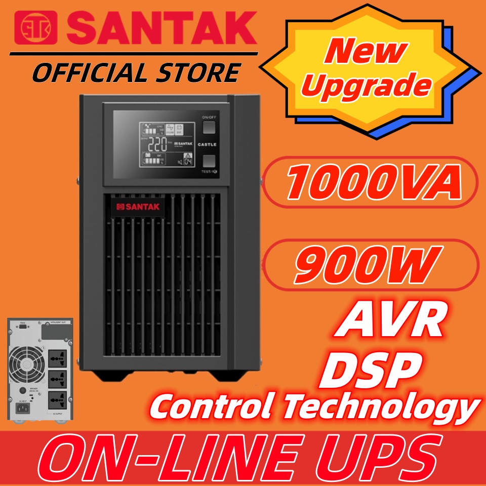 SANTAK 1000VA /900W Online UPS with AVR for Server NAS Gaming PC Medical Equipment Backup ...