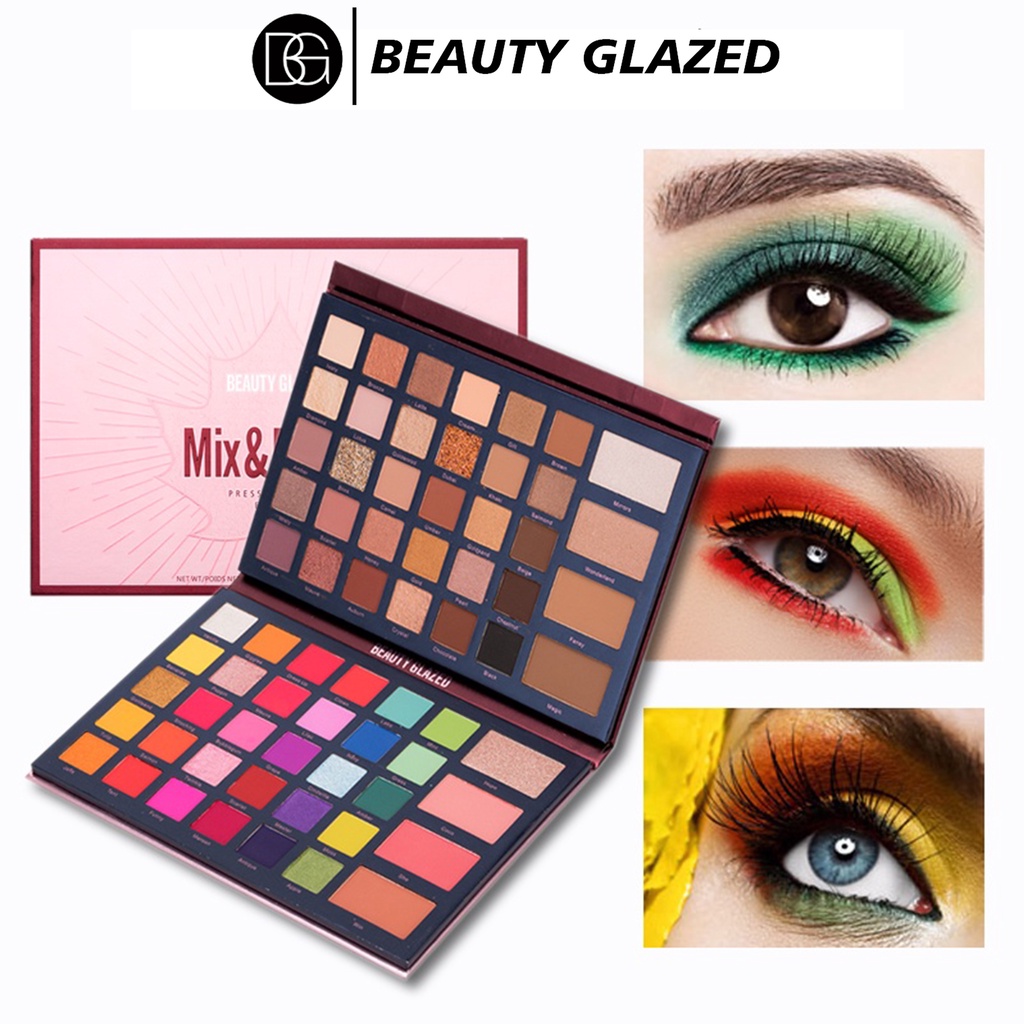 BEAUTY GLAZED 68 Color Eyeshadow Palette Mix&Match Waterproof Shimmer ...