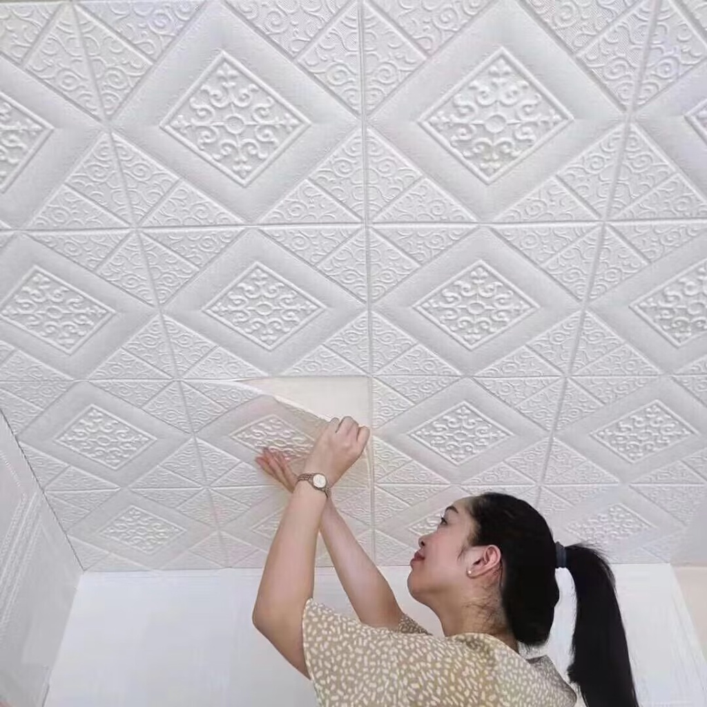 Ready Stock3D Ceiling Wallpaper Sticker Brick wall paper dinding 3d ...