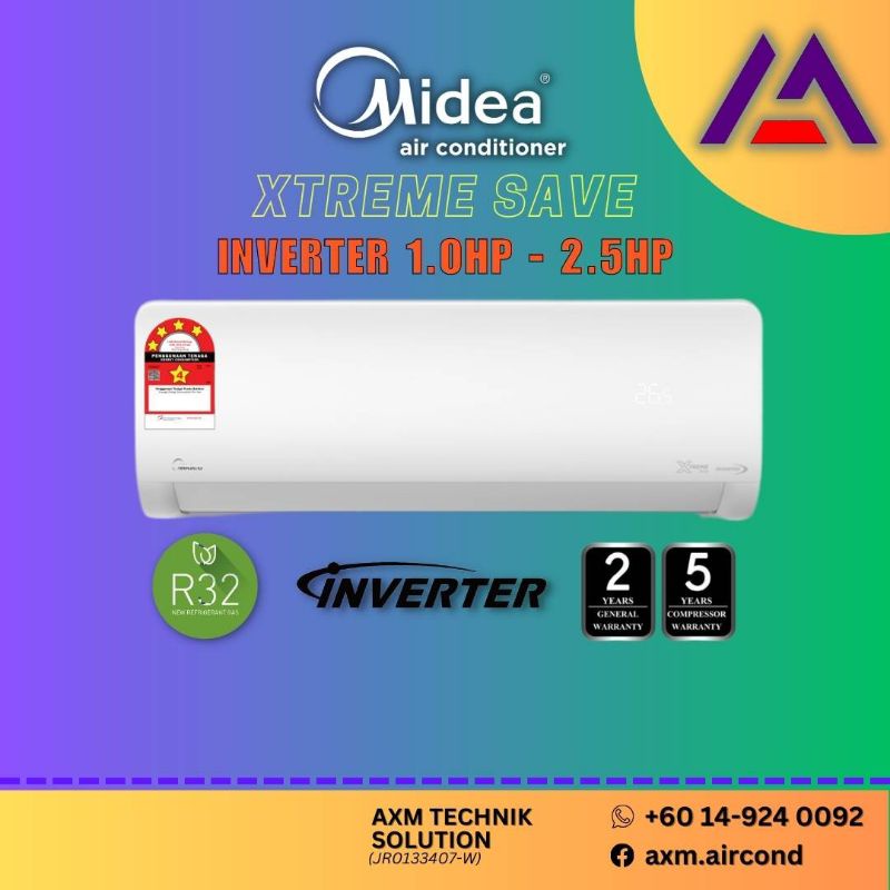 MIDEA R32 Inverter Xtreme SavE (1.0HP, 1.5HP, 2.0HP, 2.5HP) | Shopee Malaysia